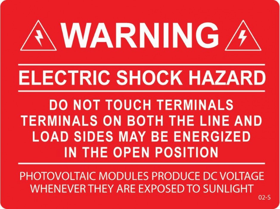 Solar Warning Labels | USA | Solar Panel System